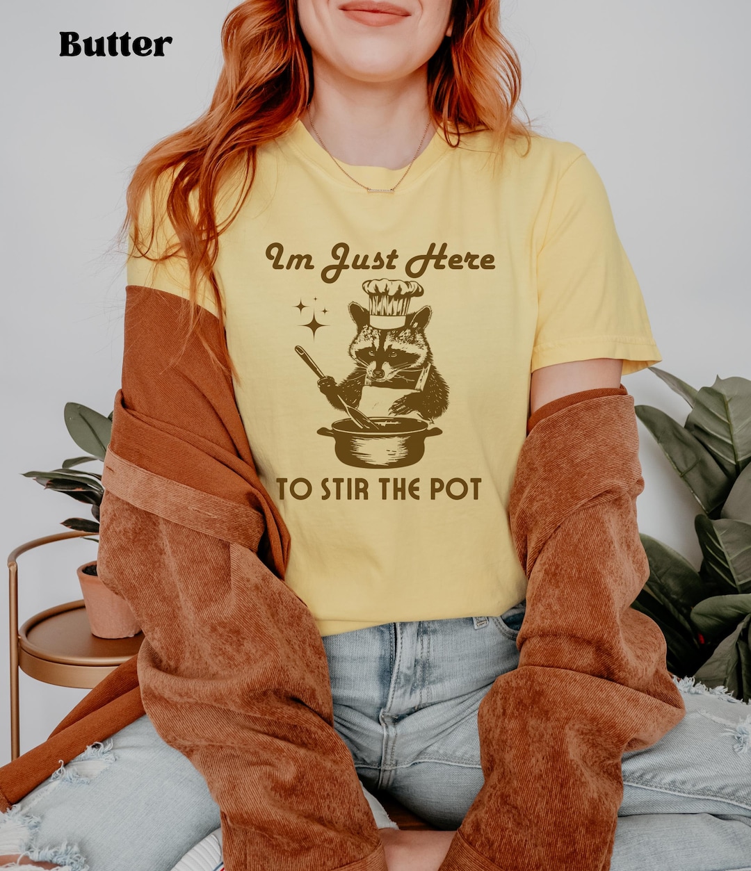 Im Just Here to Stir the Pot Vintage 90s Funny Racoon Shirt Retro Y2k ...