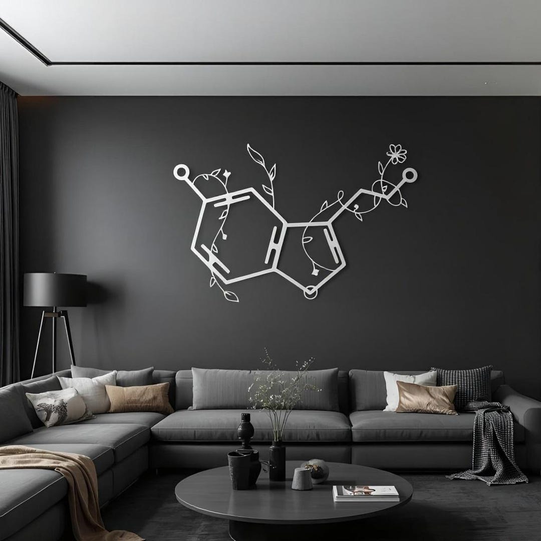 Serotonin Metal Wall Art - Gold Molecule Wall Sculpture- Modern Science ...