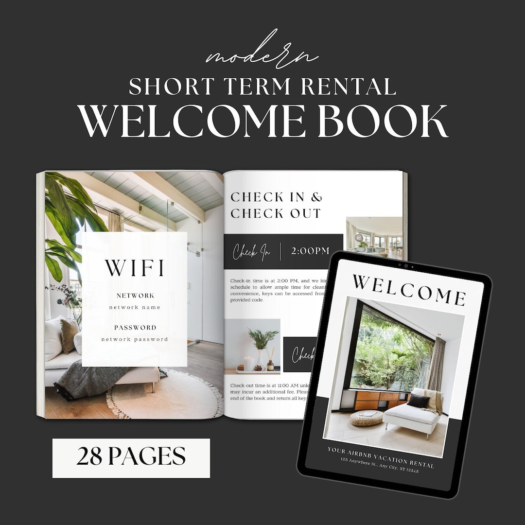 Modern Short Term Rental Welcome Book | Airbnb House Manual Canva ...