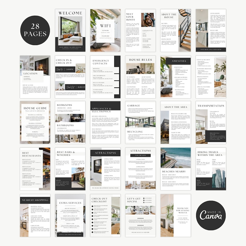 Modern Short Term Rental Welcome Book | Airbnb House Manual Canva ...