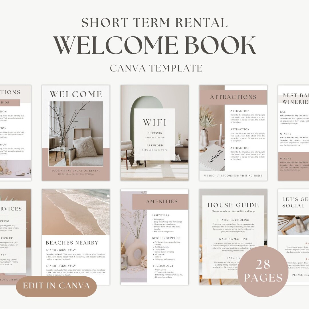 Minimalist Airbnb Welcome Book Template VRBO Welcome Book Canva ...