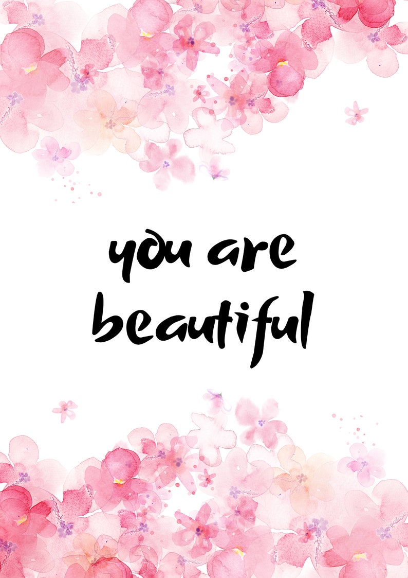 You Are Beautiful, Printable A4 Size - Etsy