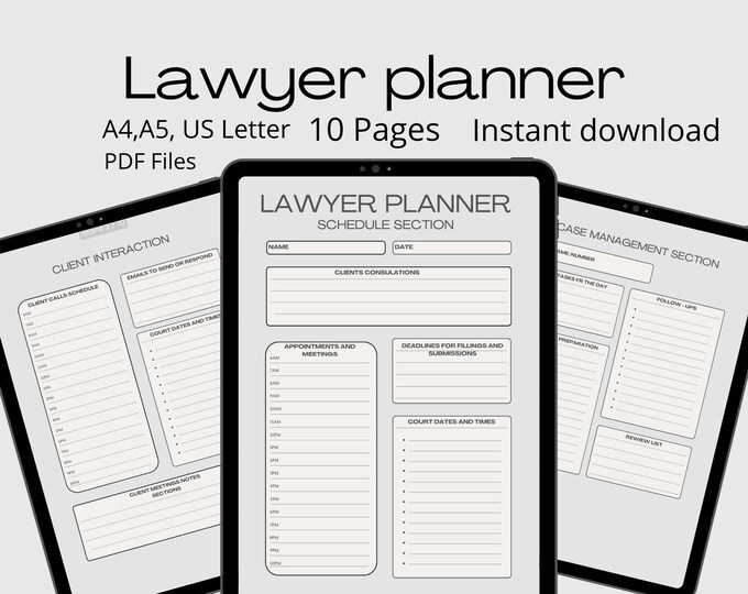Lawyer Planner Printable Lawyer Organizer Lawyer Notes Instant Download ...