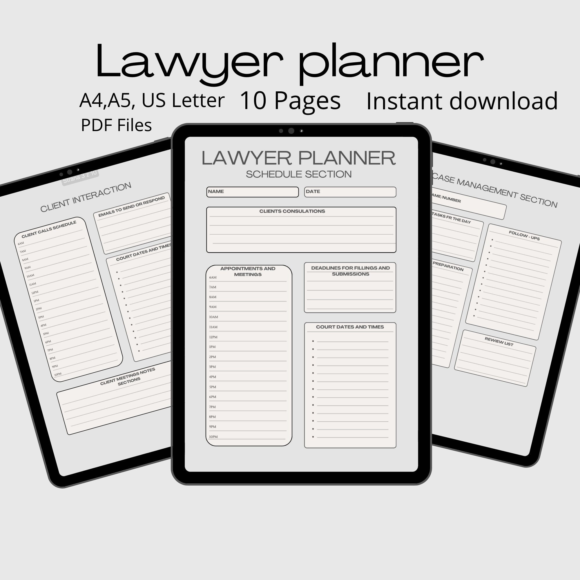 Lawyer Planner Printable Lawyer Organizer Lawyer Notes Instant Download ...