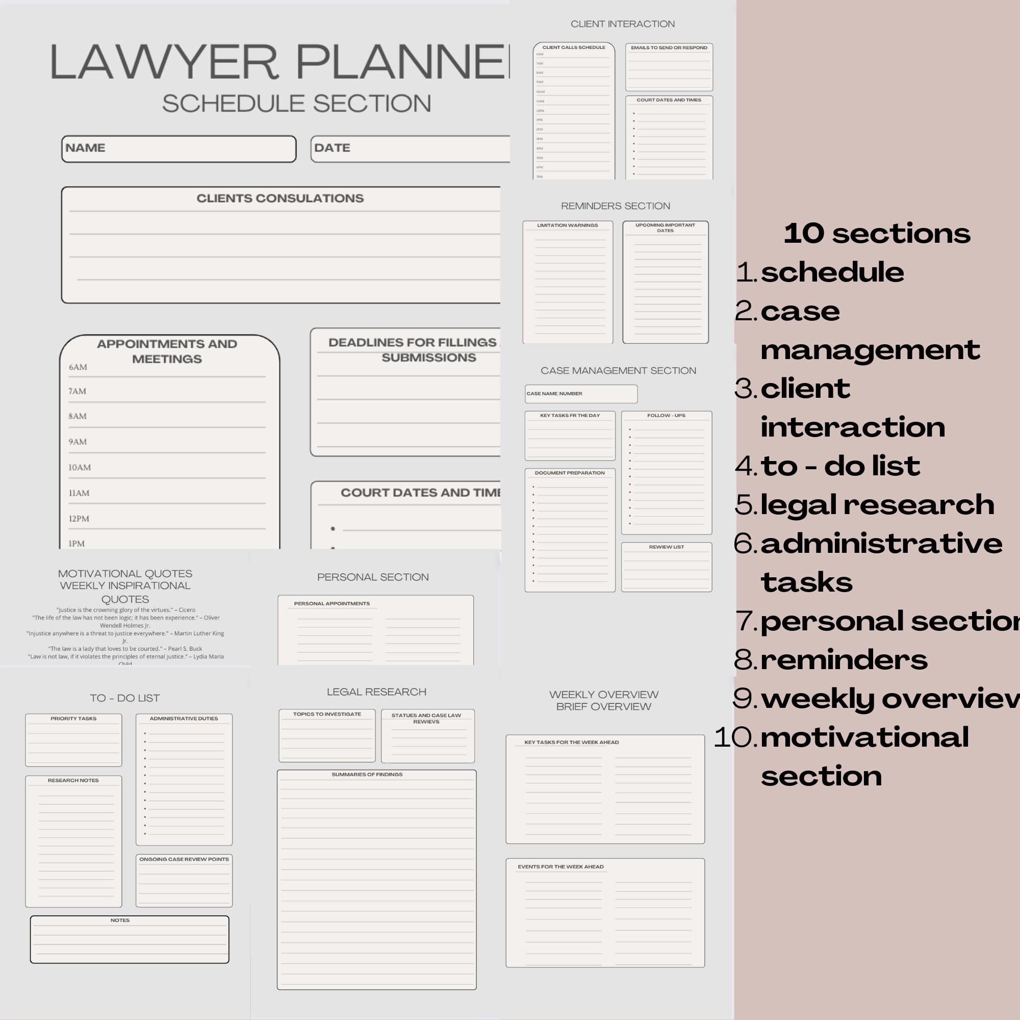 Lawyer Planner Printable Lawyer Organizer Lawyer Notes Instant Download ...