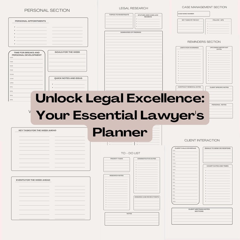 Lawyer Planner Printable Lawyer Organizer Lawyer Notes Instant Download ...