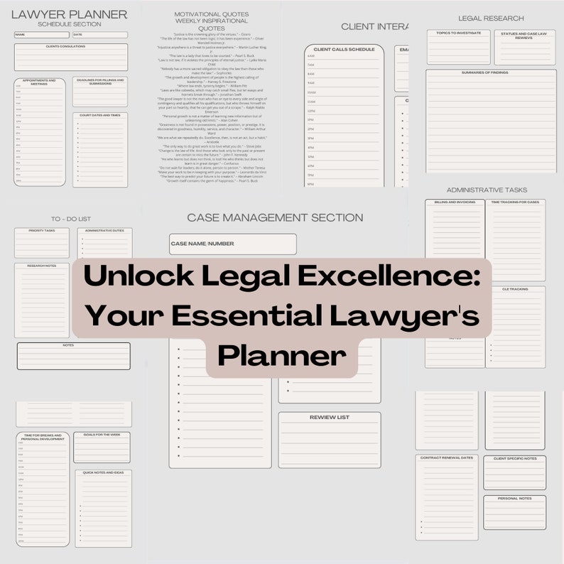 Lawyer Planner Printable Lawyer Organizer Lawyer Notes Instant Download ...