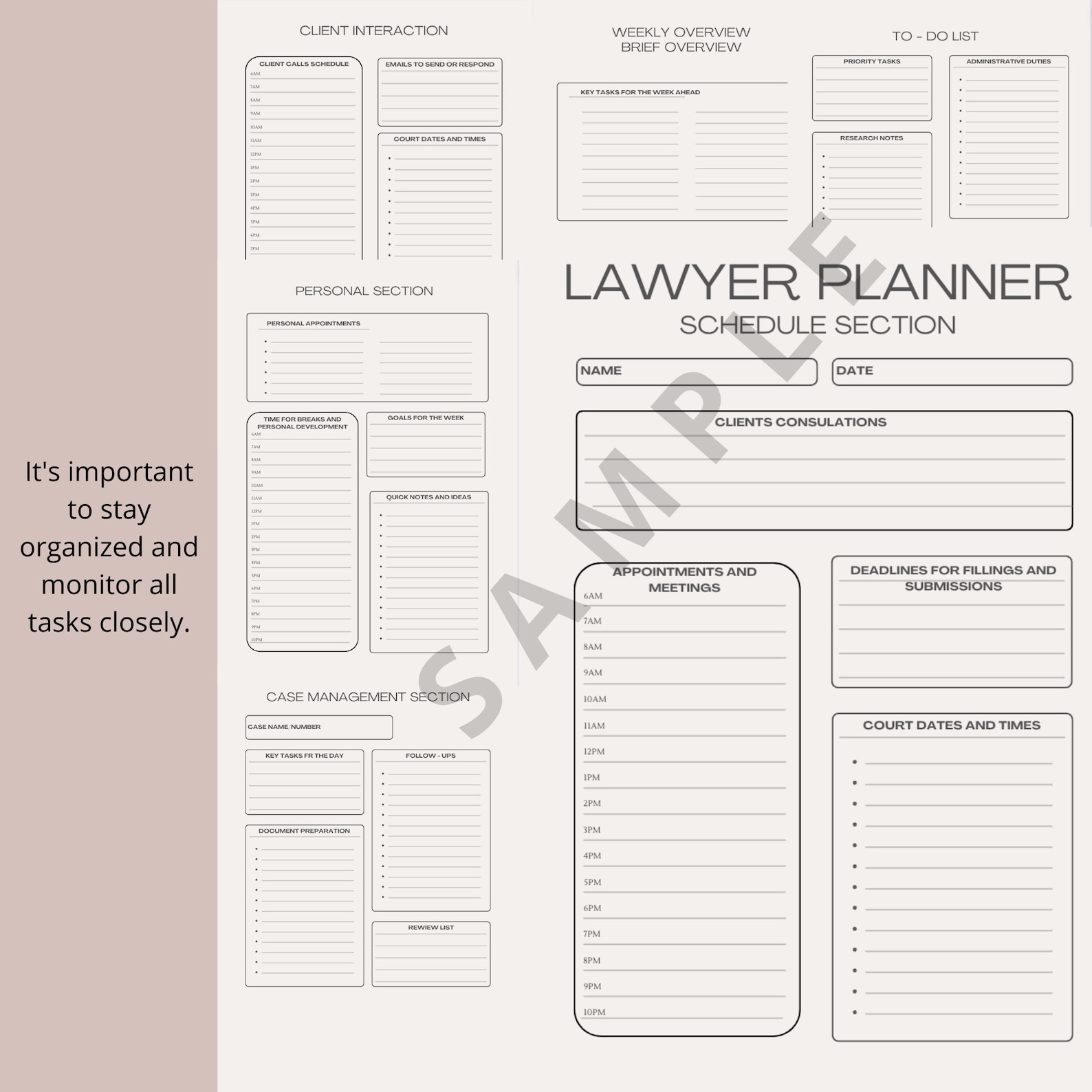 Lawyer Planner Printable Lawyer Organizer Lawyer Notes Instant Download ...