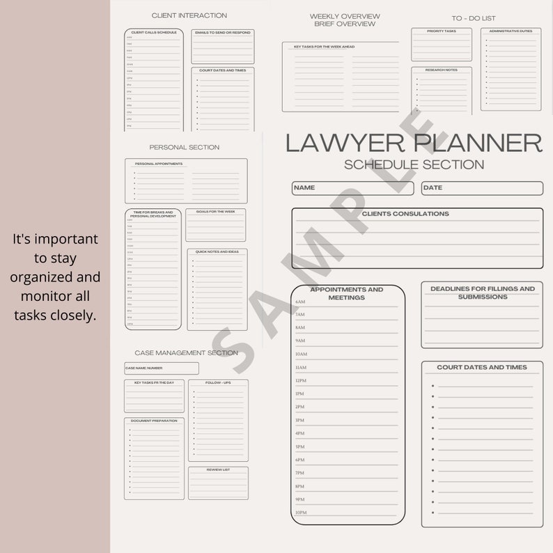 Lawyer Planner Printable Lawyer Organizer Lawyer Notes Instant Download ...