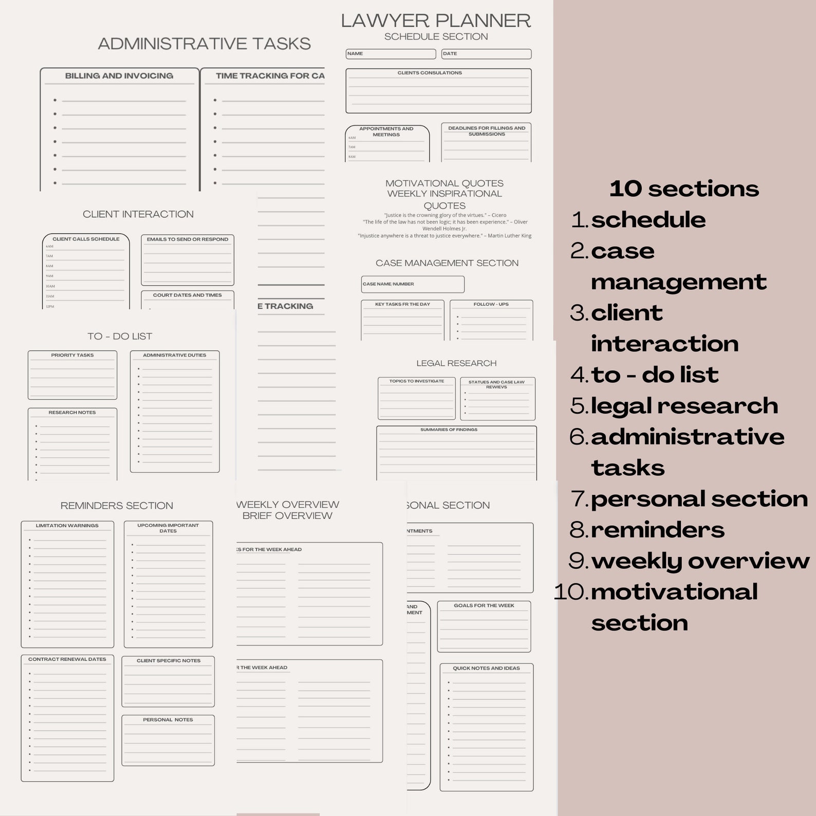 Lawyer Planner Printable Lawyer Organizer Lawyer Notes Instant Download ...