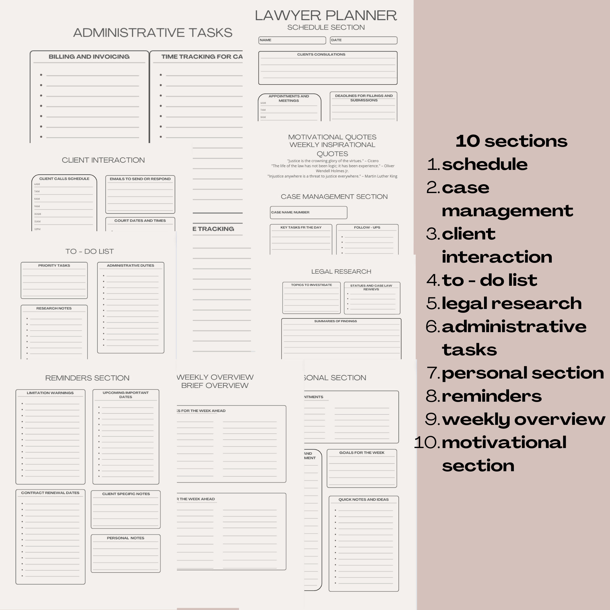 Lawyer Planner Printable Lawyer Organizer Lawyer Notes Instant Download ...