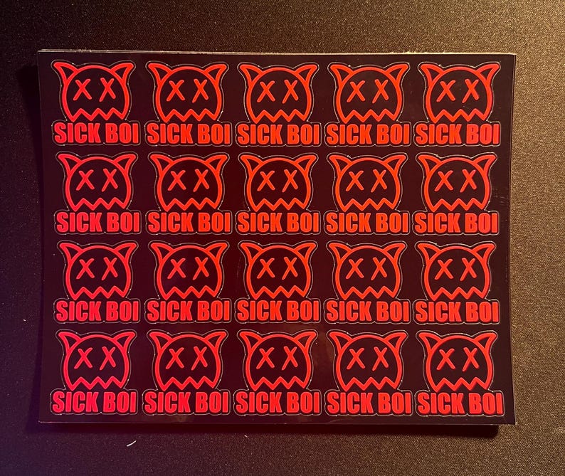Ren Gill Sick Boi Logo Album Art 3cm Stickers on a 16cm X 12.5cm Sheet ...