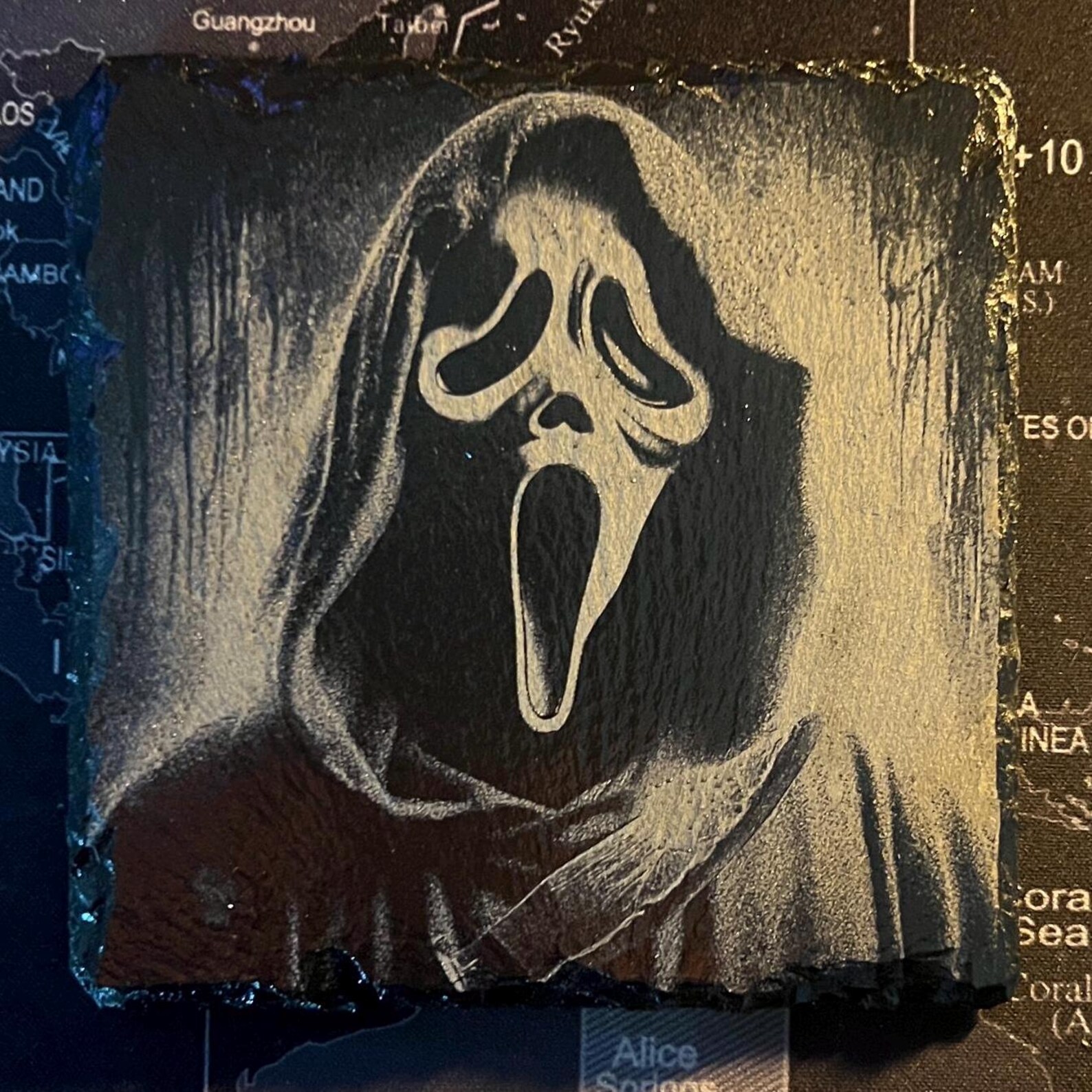Scream Inspired Ghostface 10cm X 10cm Engraved Slate Coasters - Etsy UK