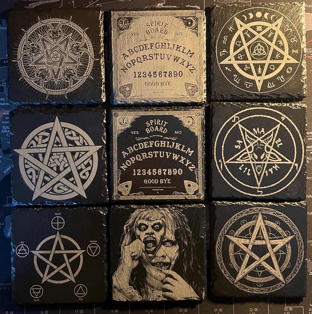 Occult Inspired Ouija Board Pentagram Slate Coasters 10x10cm - Etsy