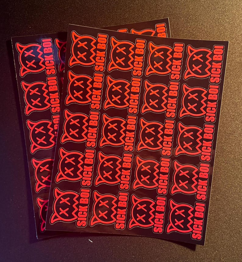 Ren Gill Sick Boi Logo Album Art 3cm Stickers on a 16cm X 12.5cm Sheet ...