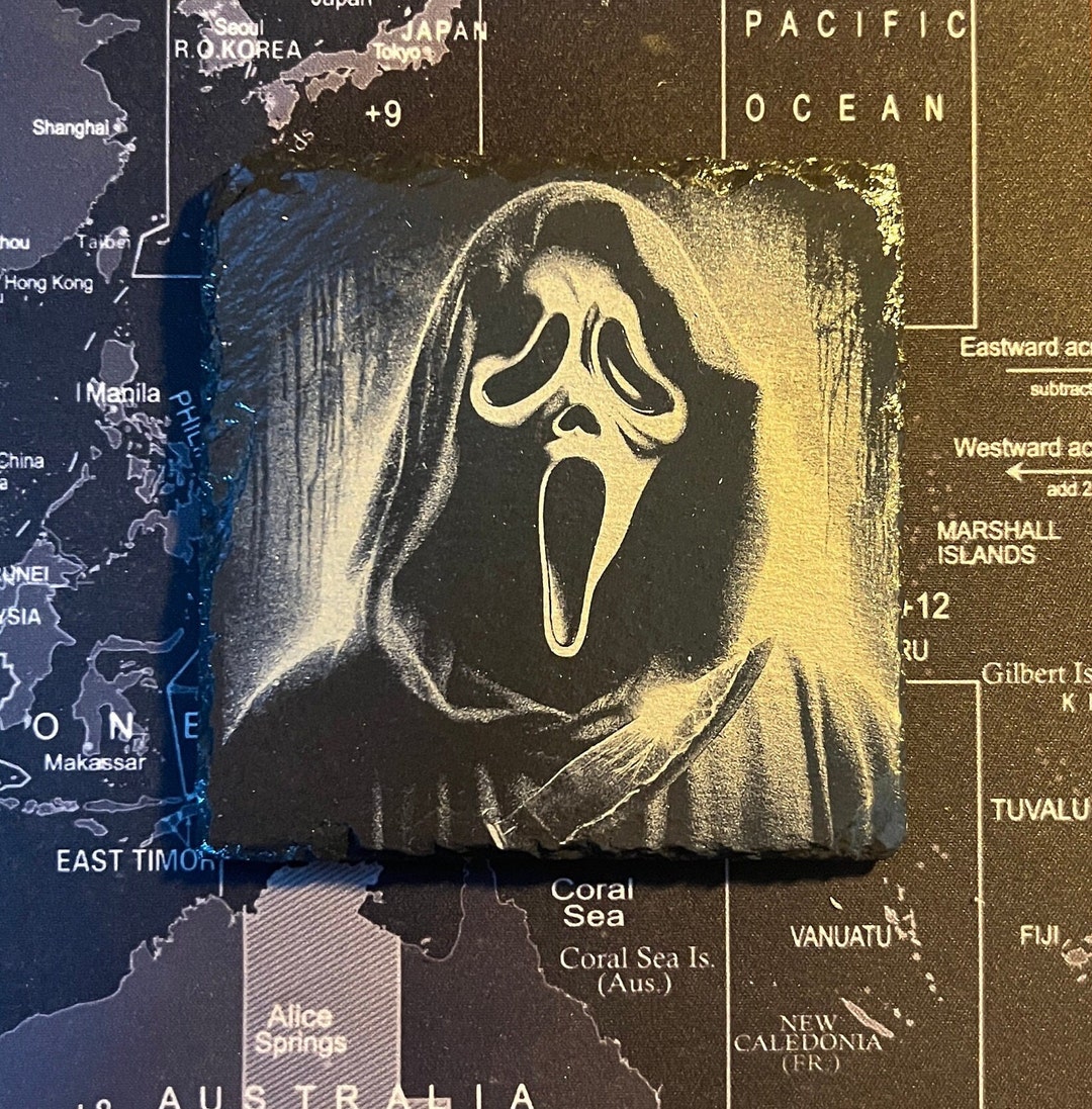 Scream Inspired Ghostface 10cm X 10cm Engraved Slate Coasters - Etsy