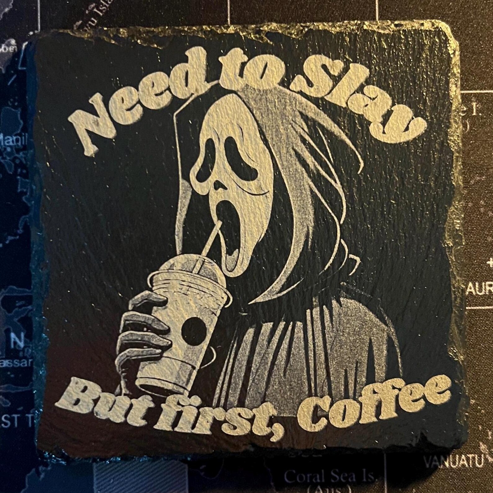 Scream Inspired Ghostface 10cm X 10cm Engraved Slate Coasters - Etsy UK