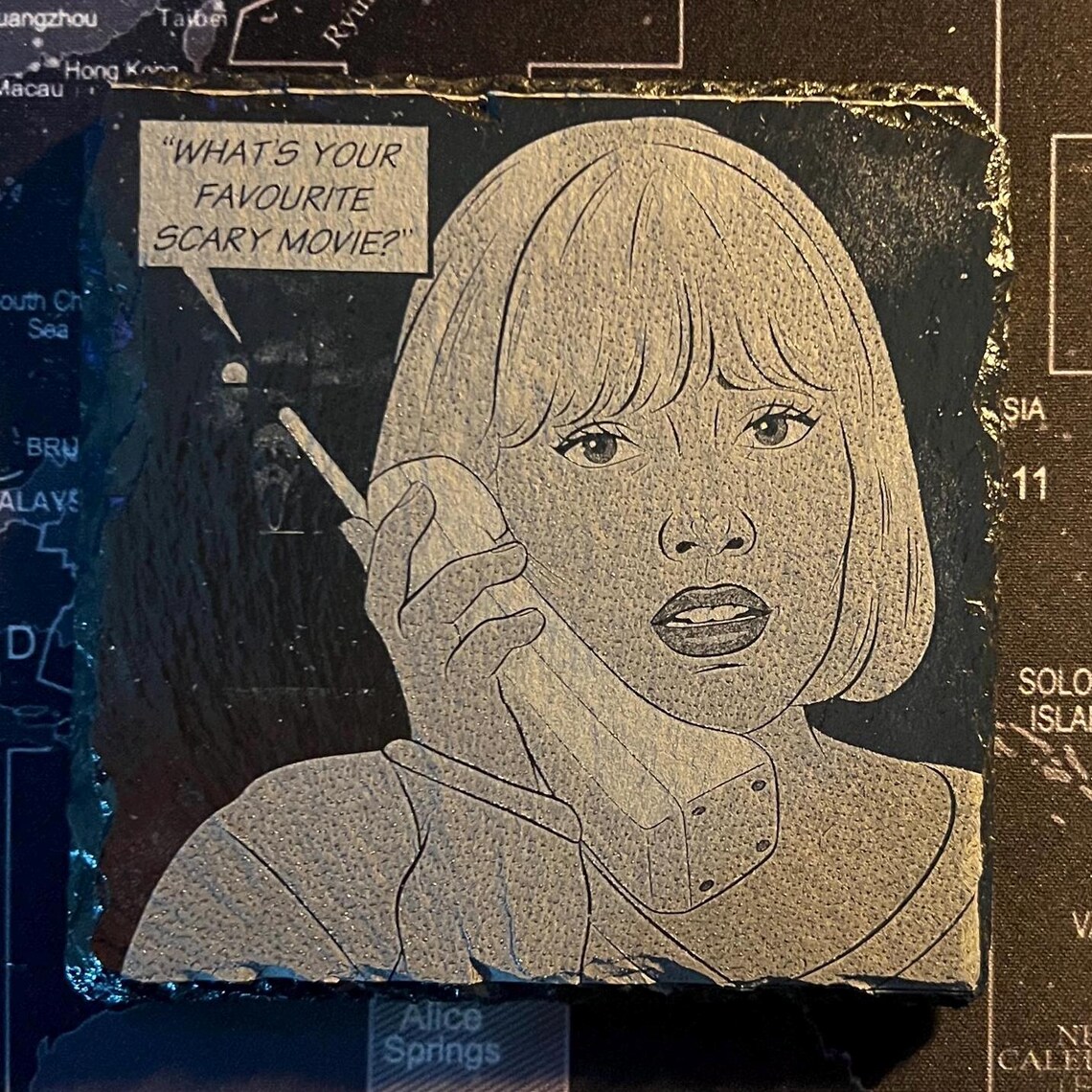 Scream Inspired Ghostface 10cm X 10cm Engraved Slate Coasters - Etsy UK