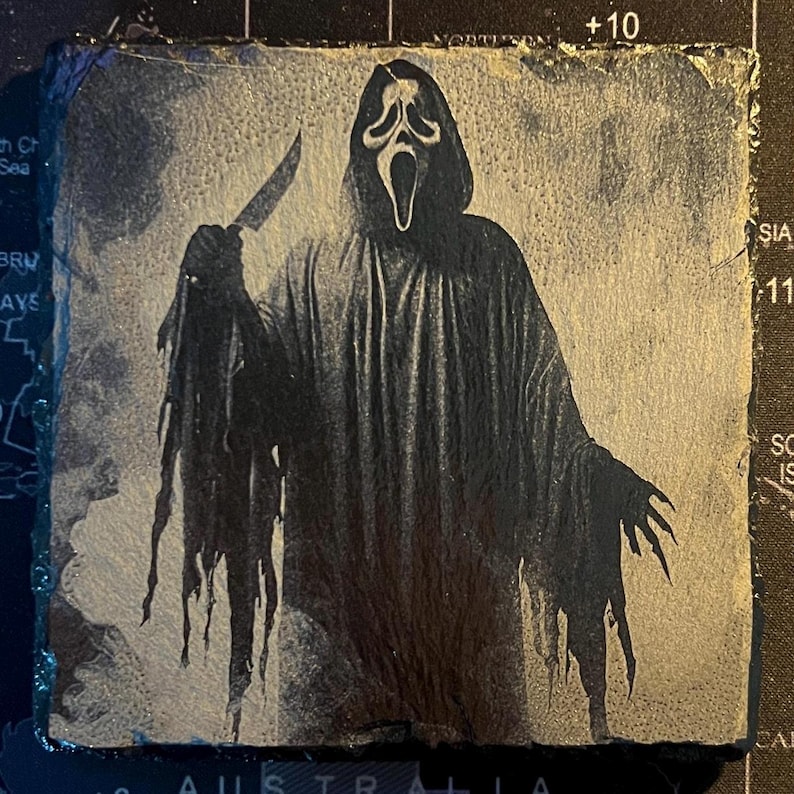 Scream Inspired Ghostface 10cm X 10cm Engraved Slate Coasters - Etsy UK