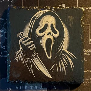 Scream Inspired Ghostface 10cm X 10cm Engraved Slate Coasters - Etsy UK