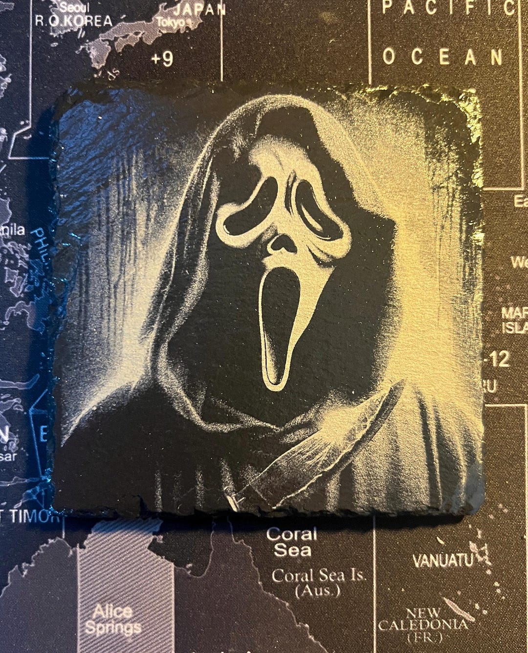 Scream Inspired Ghostface 10cm X 10cm Engraved Slate Coasters - Etsy UK