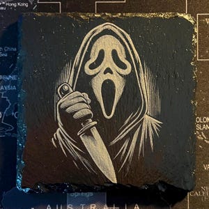 Scream Inspired Ghostface 10cm X 10cm Engraved Slate Coasters - Etsy UK