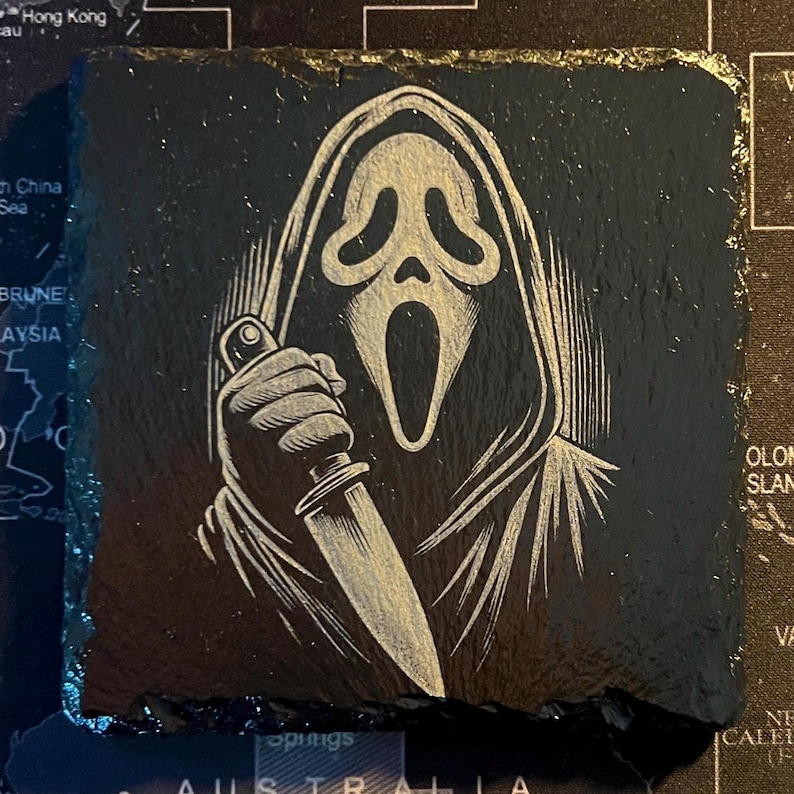 Scream Inspired Ghostface 10cm X 10cm Engraved Slate Coasters - Etsy UK