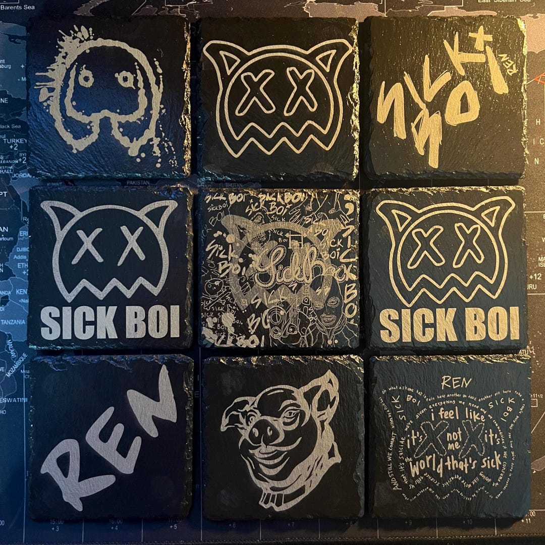10cm X 10cm Ren Gill Sick Boi Album Engraved Slate Coasters / Coaster ...