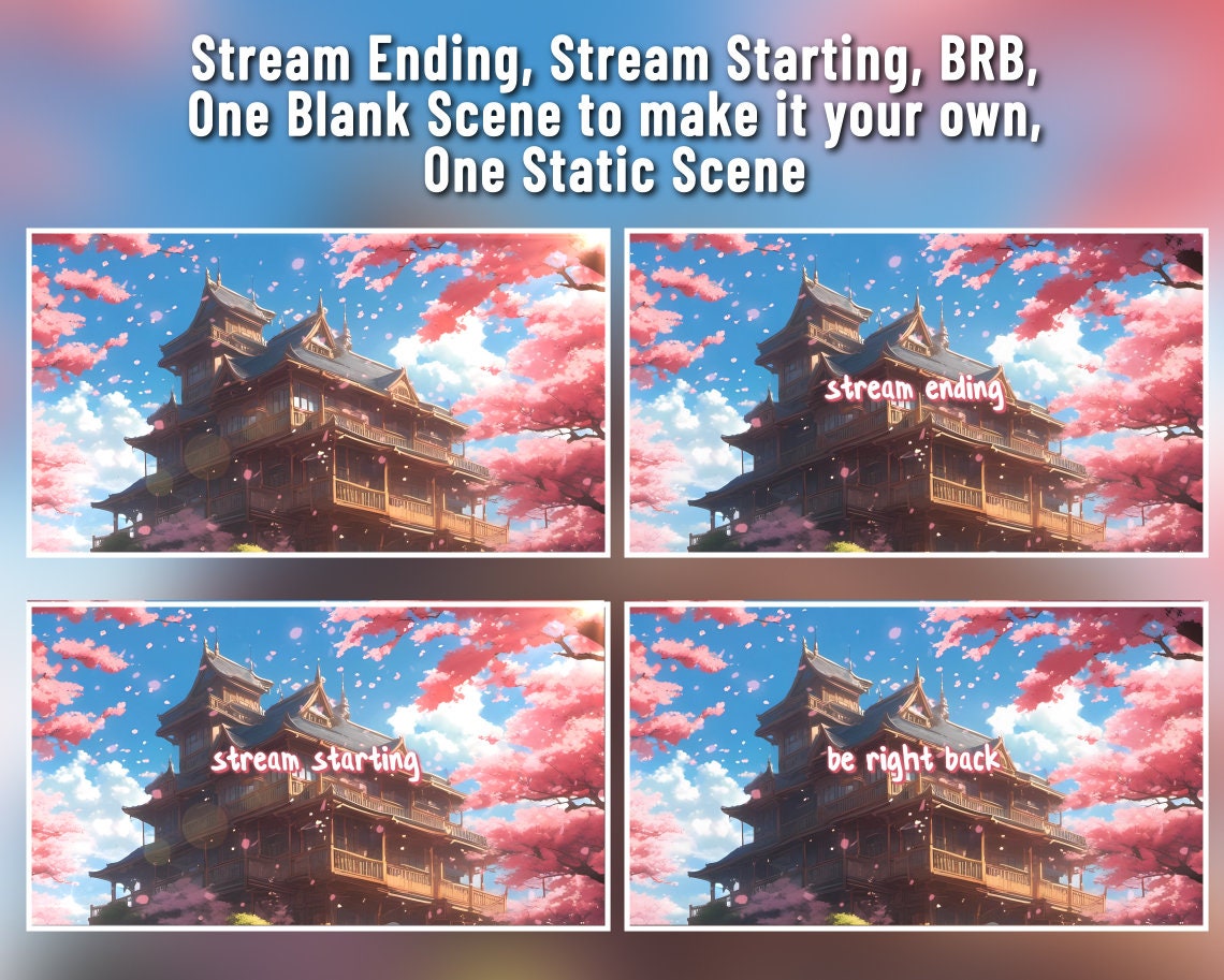 Cherry Blossom Animated Stream Scene Ghibli Pink Twitch Overlays Cozy ...