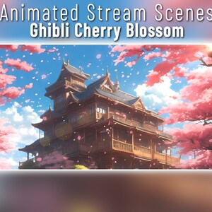 Cherry Blossom Animated Stream Scene Ghibli Pink Twitch Overlays Cozy ...