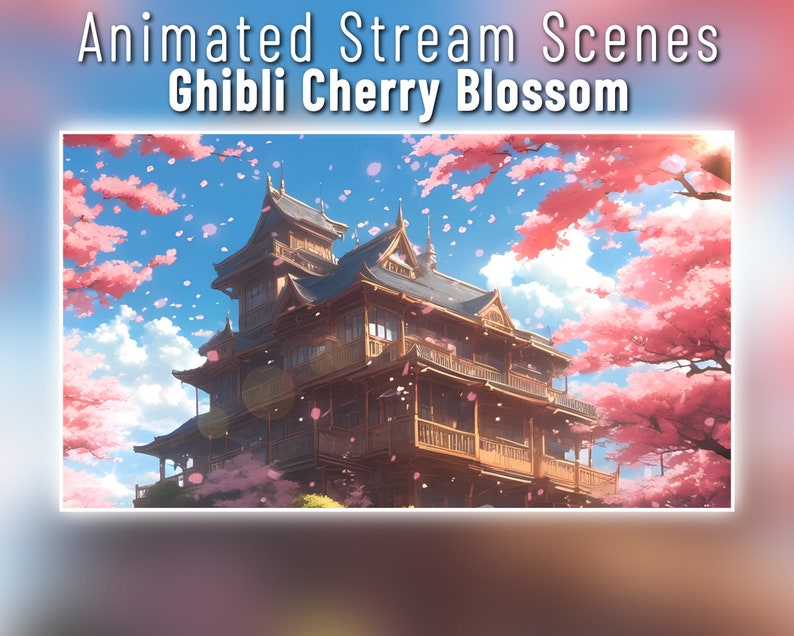 Cherry Blossom Animated Stream Scene Ghibli Pink Twitch Overlays Cozy ...