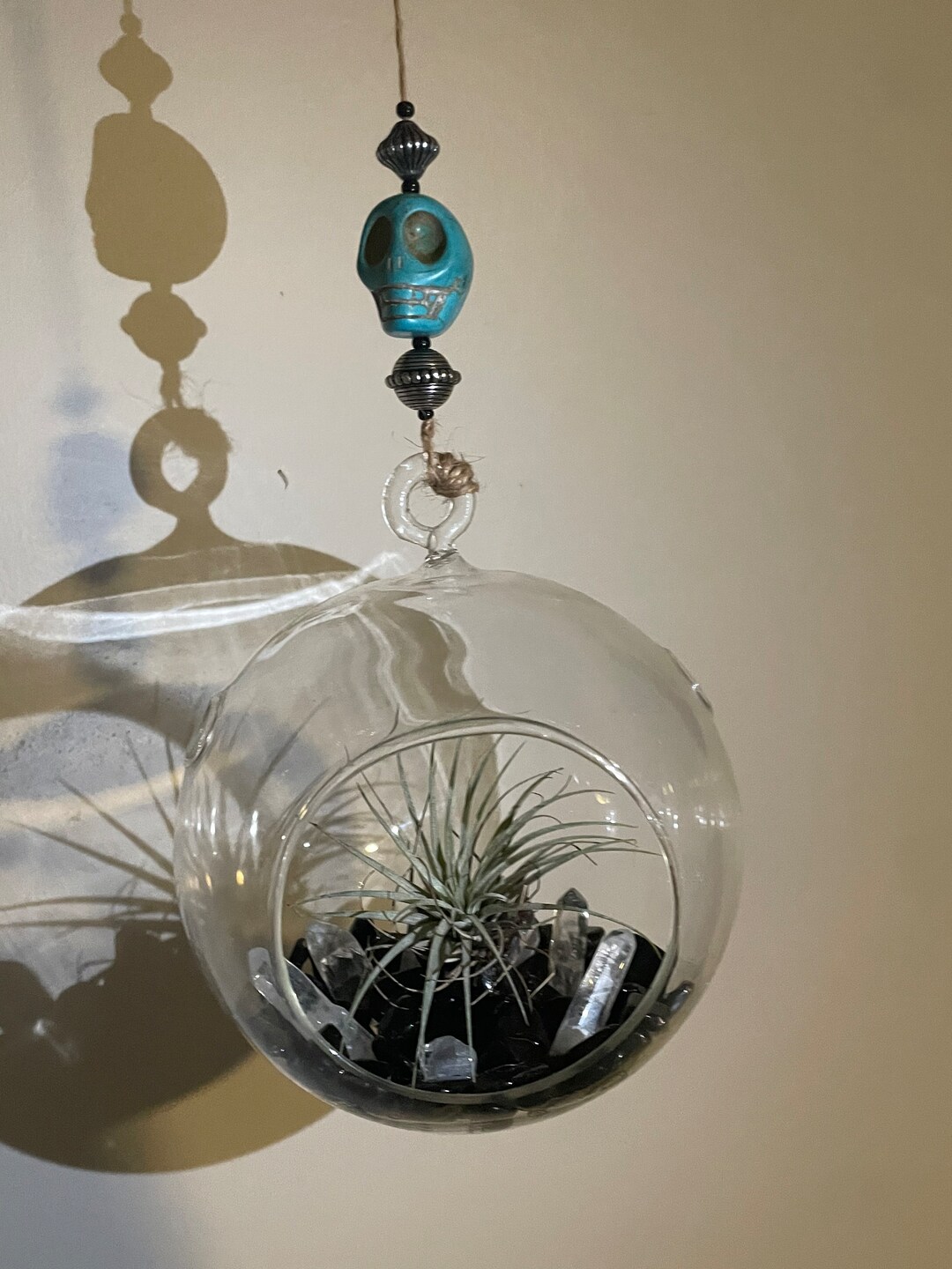 Hanging Bohemian Crystal Planters With Live Airplant - Etsy