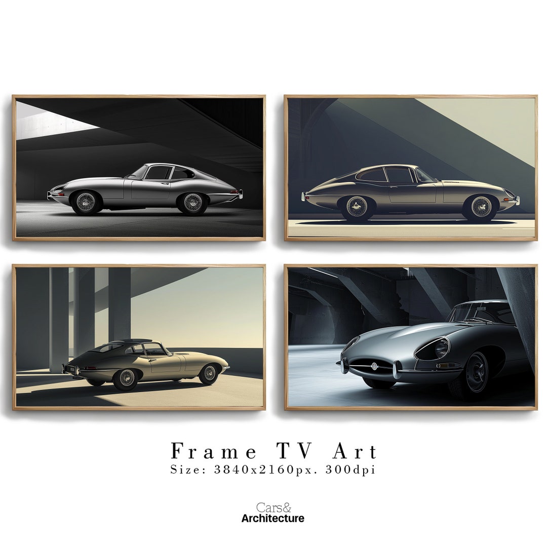 Vintage Jaguar E-type Frame TV Art Bundle, Automotive Art for Samsung ...