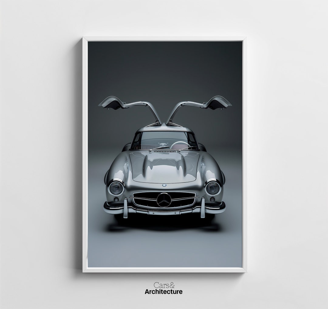 Vintage Mercedes 300SL Print Iconic Sports Car Poster Luxury Classic ...