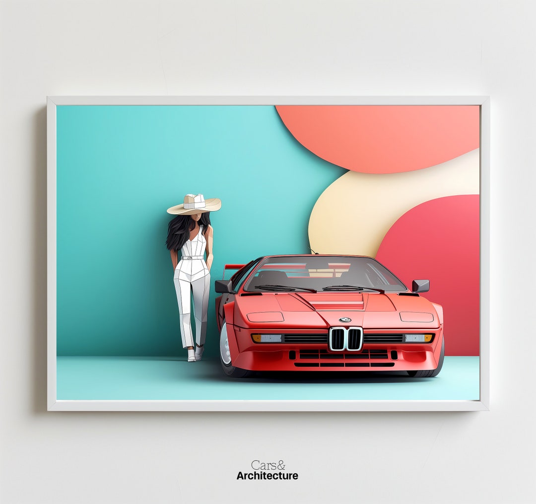 Colorful BMW M1 Car Paper Art: Bright Nursery Decor Instant Digital ...
