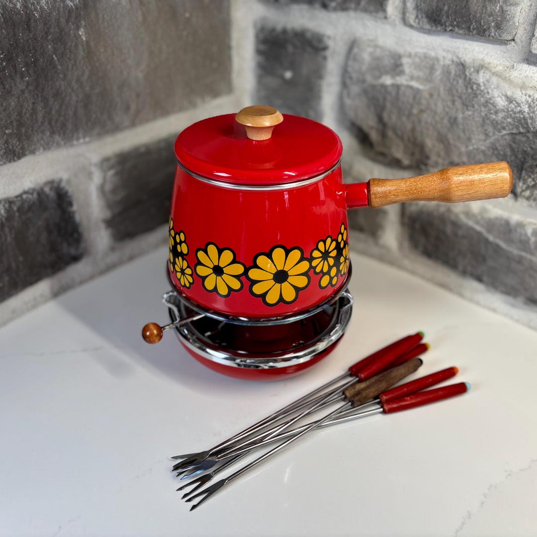 Retro Porcelain Enamelled Fondue Set - 1970’s - Etsy