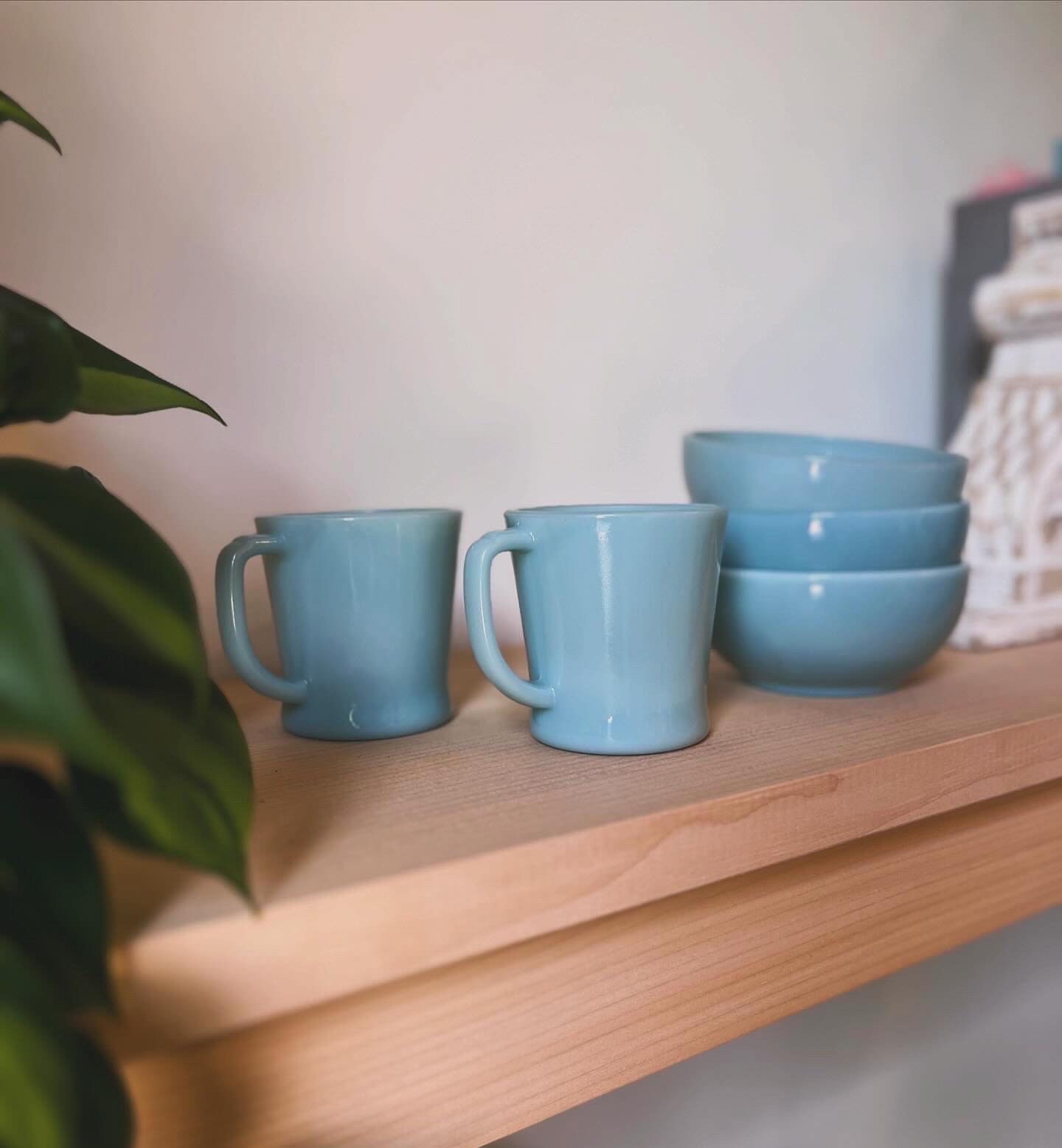 Delphite Blue Fire King D-handle Mugs & Cereal Bowls, 1950’s - Etsy