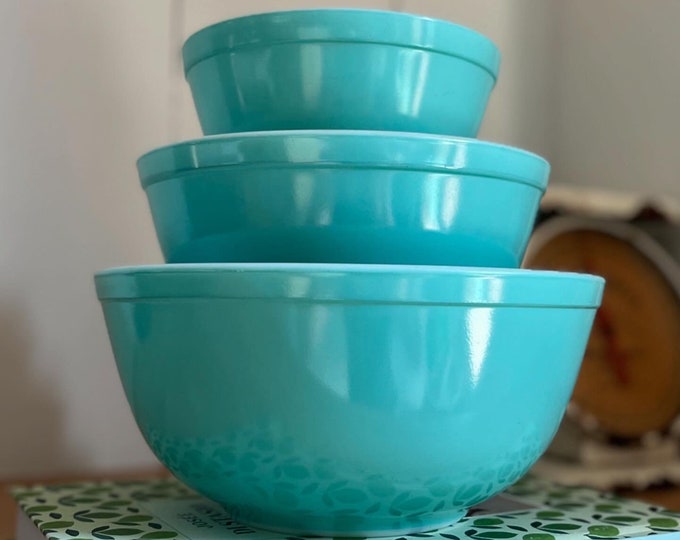 SET of 3 - Vintage Robin Egg Blue Turquoise Pyrex Nesting Bowl - Etsy