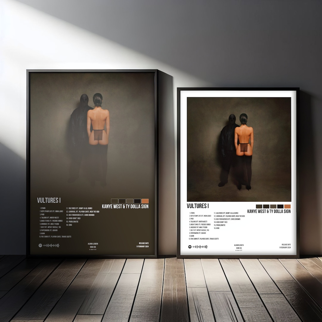 VULTURES VOL 1 Album Poster Kanye West & Ty Dollar Sign Hip Hop Decor ...
