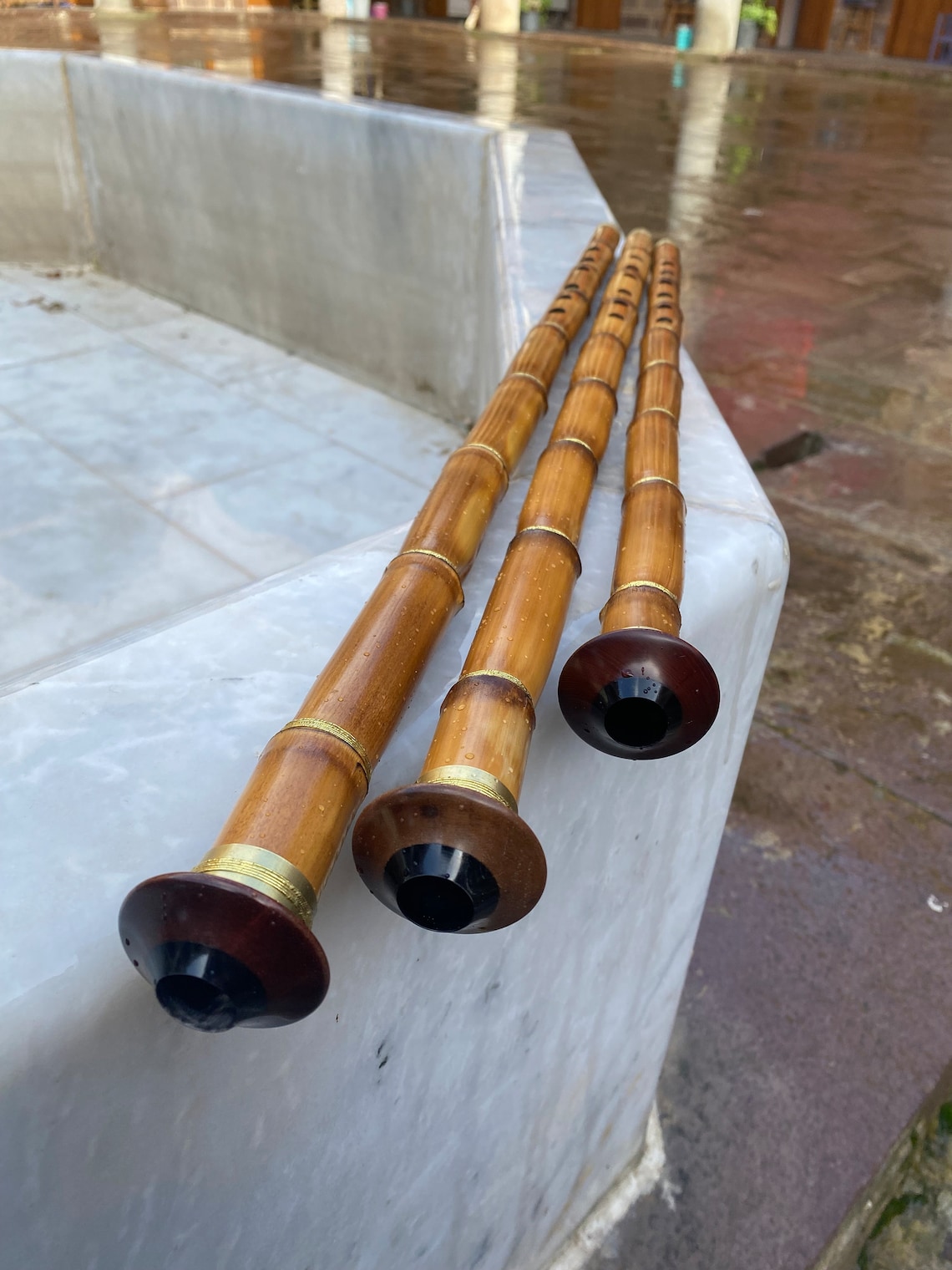 Authentic 3-piece Professional Bamboo Turkish Ney Flute Set Handcrafted ...