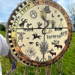 21-inch Traditional Shamanic Drum | Handcrafted Spiritual Drum for ...
