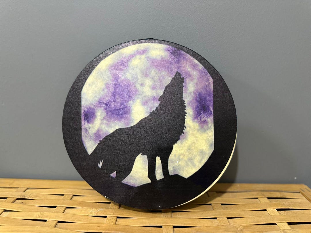 11-inch Traditional Wolf Ocean Sound Drum - Handmade Meditation and ...