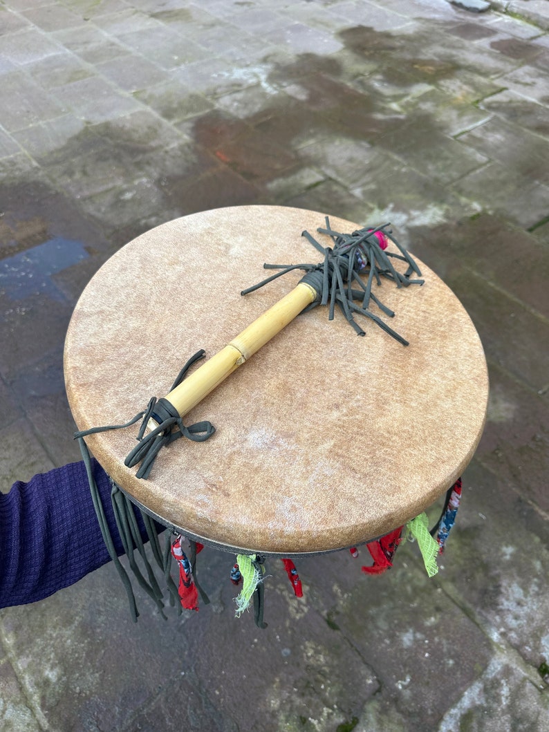 Handcrafted 18-inch Buffalo Leather Shamanic Drum Sacred Sound Healing ...