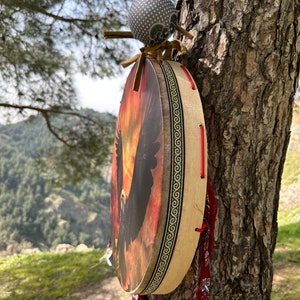 Handcrafted Eagle Shamanic Drum - 18” Ritual Frame Drum With Beater ...