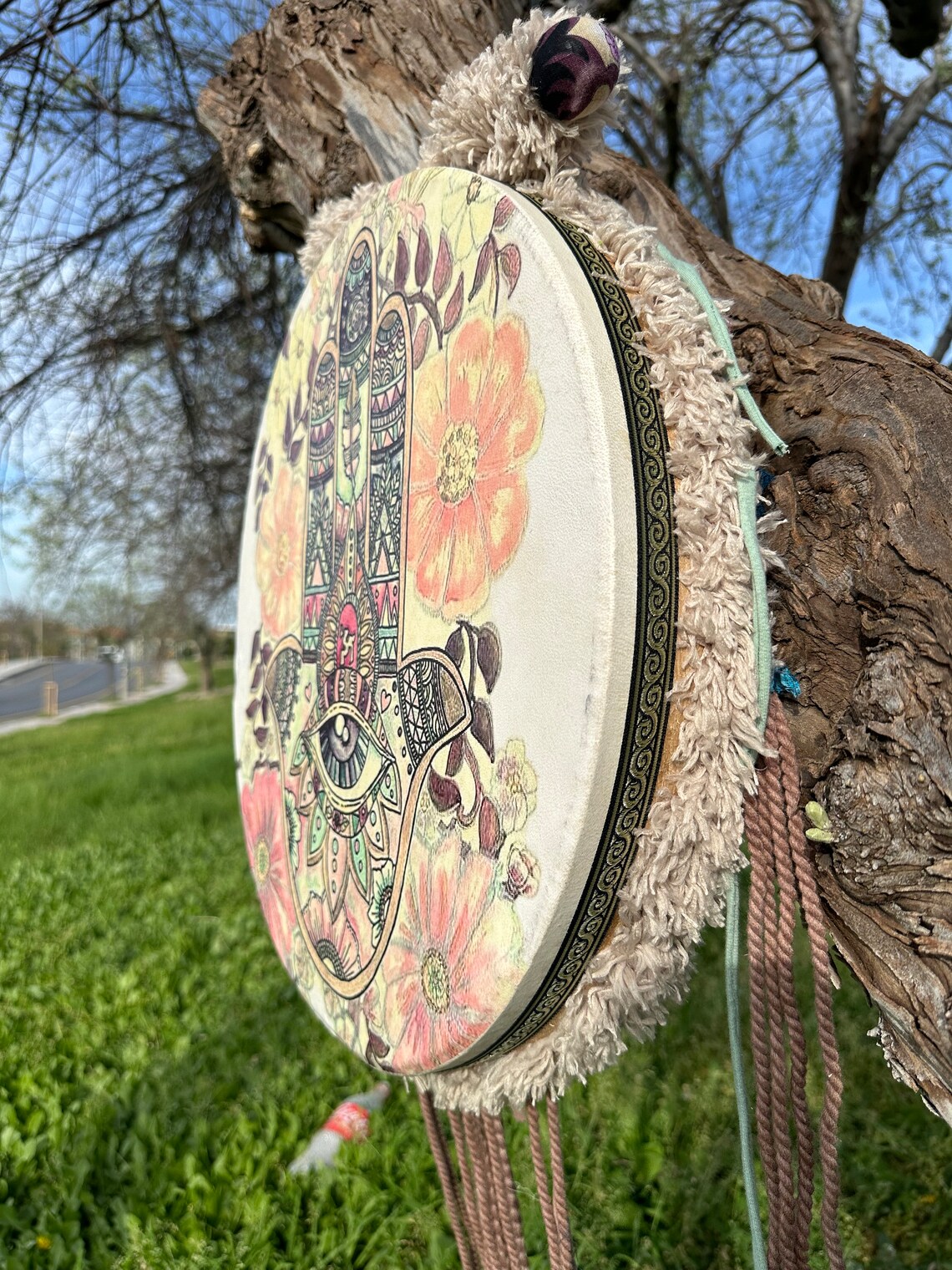 Handcrafted Shamanic Drum - Traditional 18" Frame Drum With Beater ...