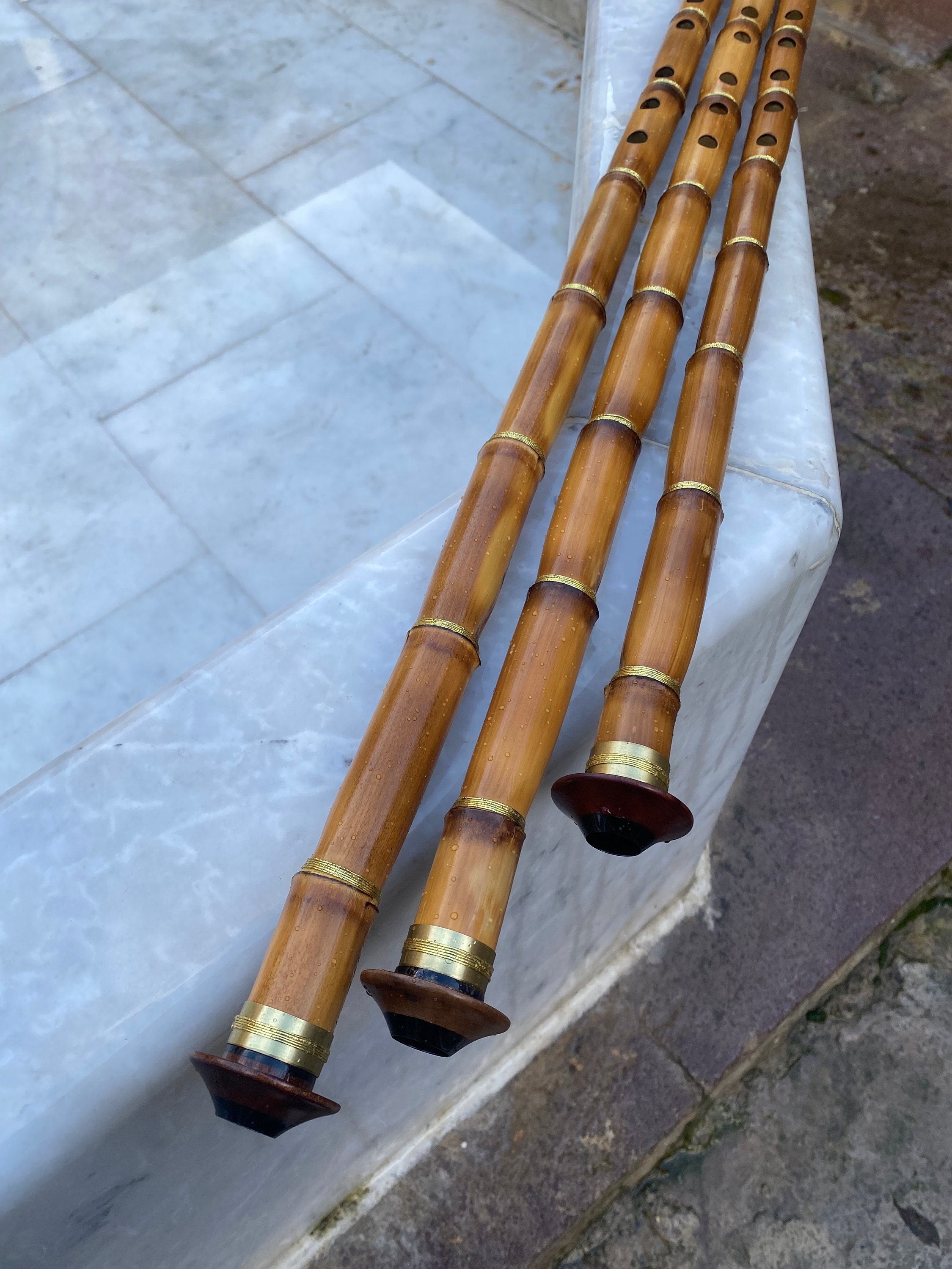 Authentic 3-piece Professional Bamboo Turkish Ney Flute Set Handcrafted ...