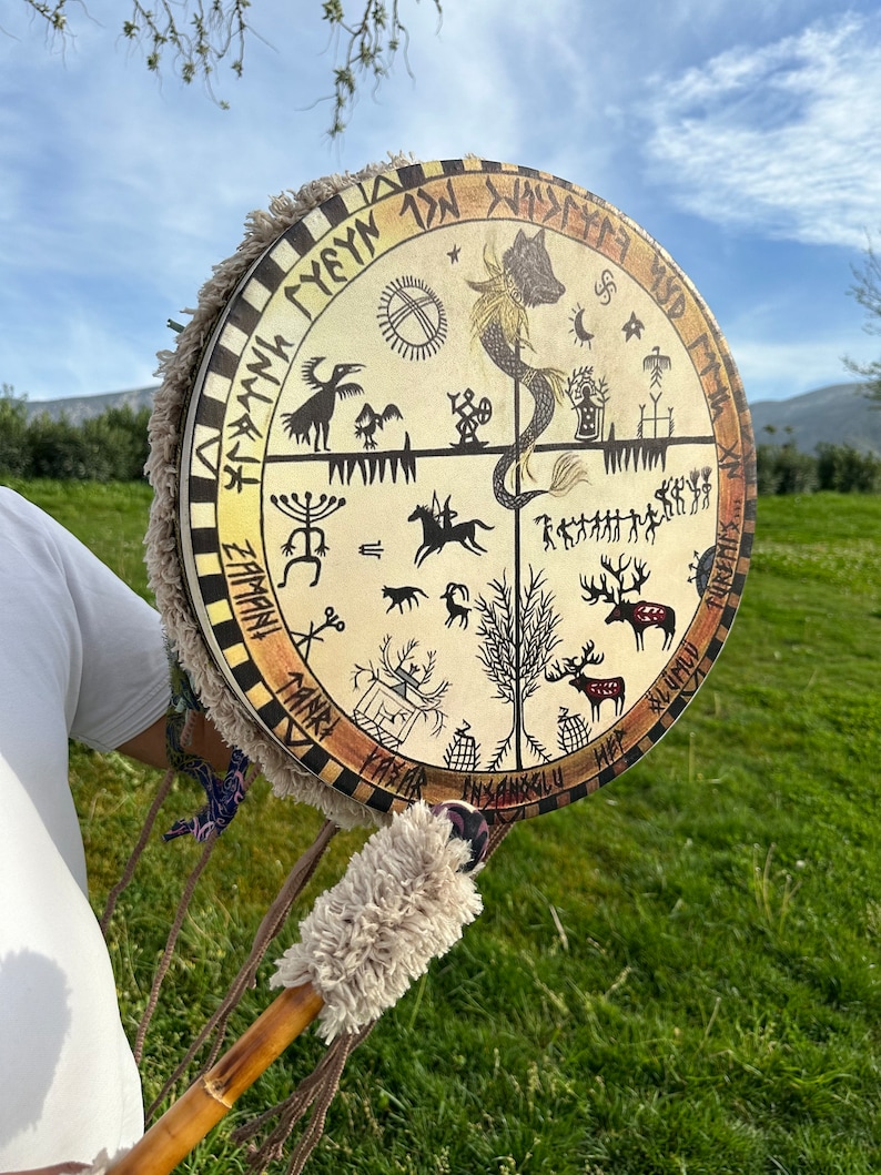 21-inch Traditional Shamanic Drum | Handcrafted Spiritual Drum for ...