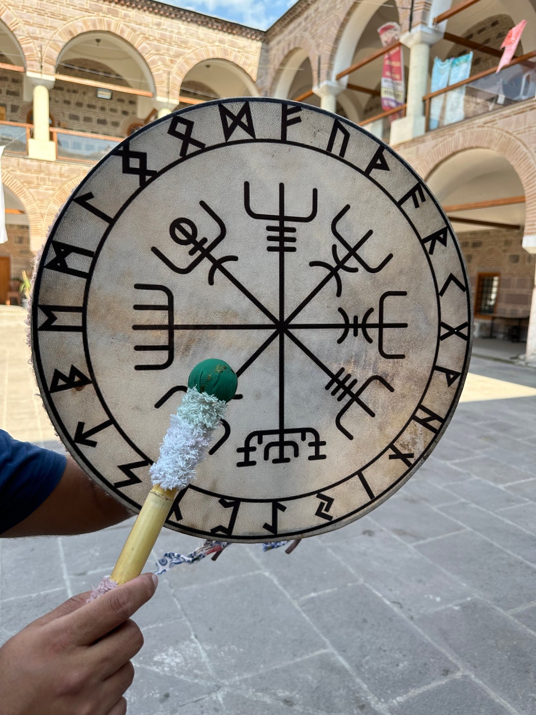 21-inch Viking Compass Shaman Drum - Handcrafted Ritual Instrument ...