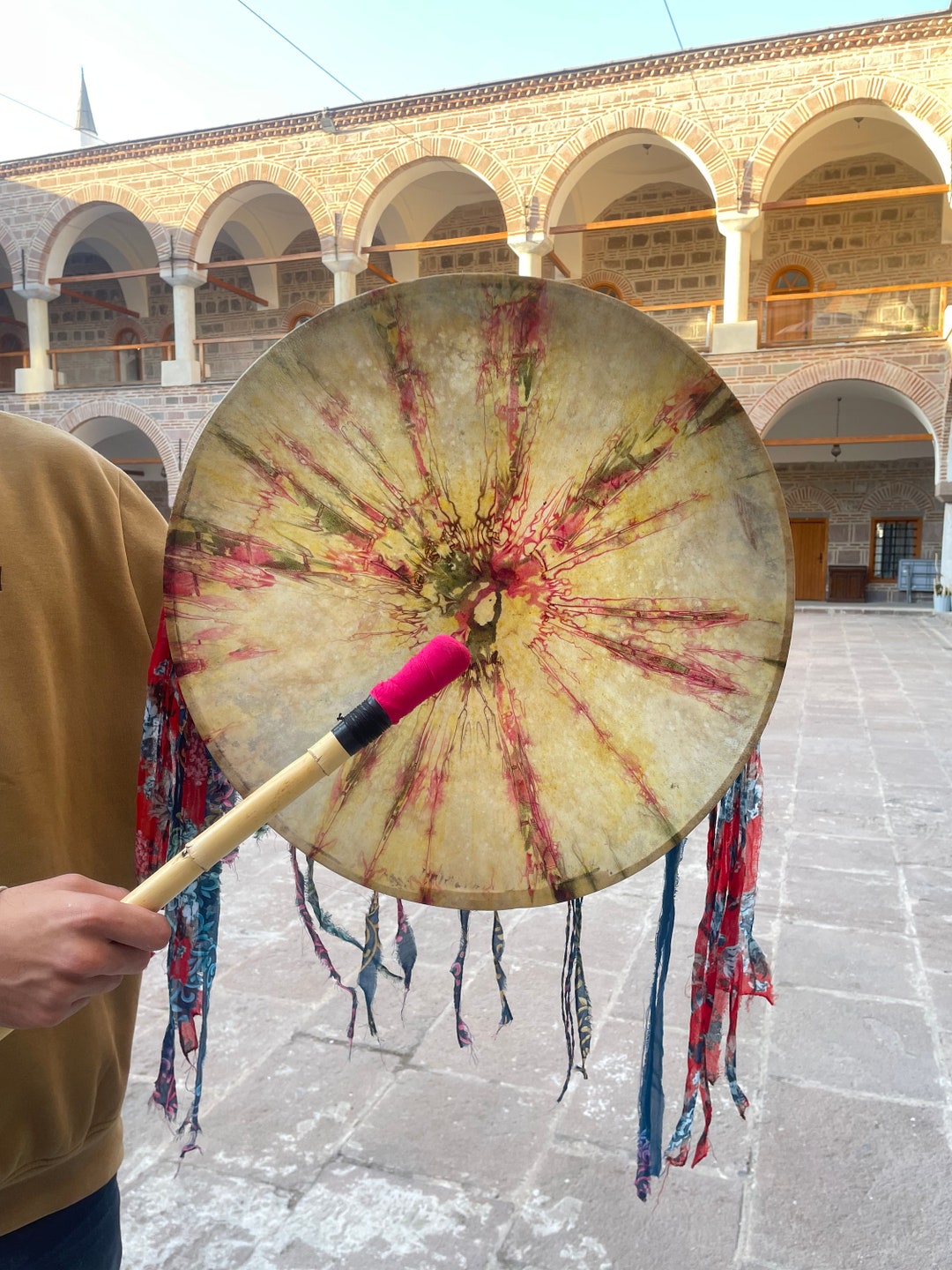 Handcrafted 18-inch Shaman Drum Set With Free Flute - Authentic ...