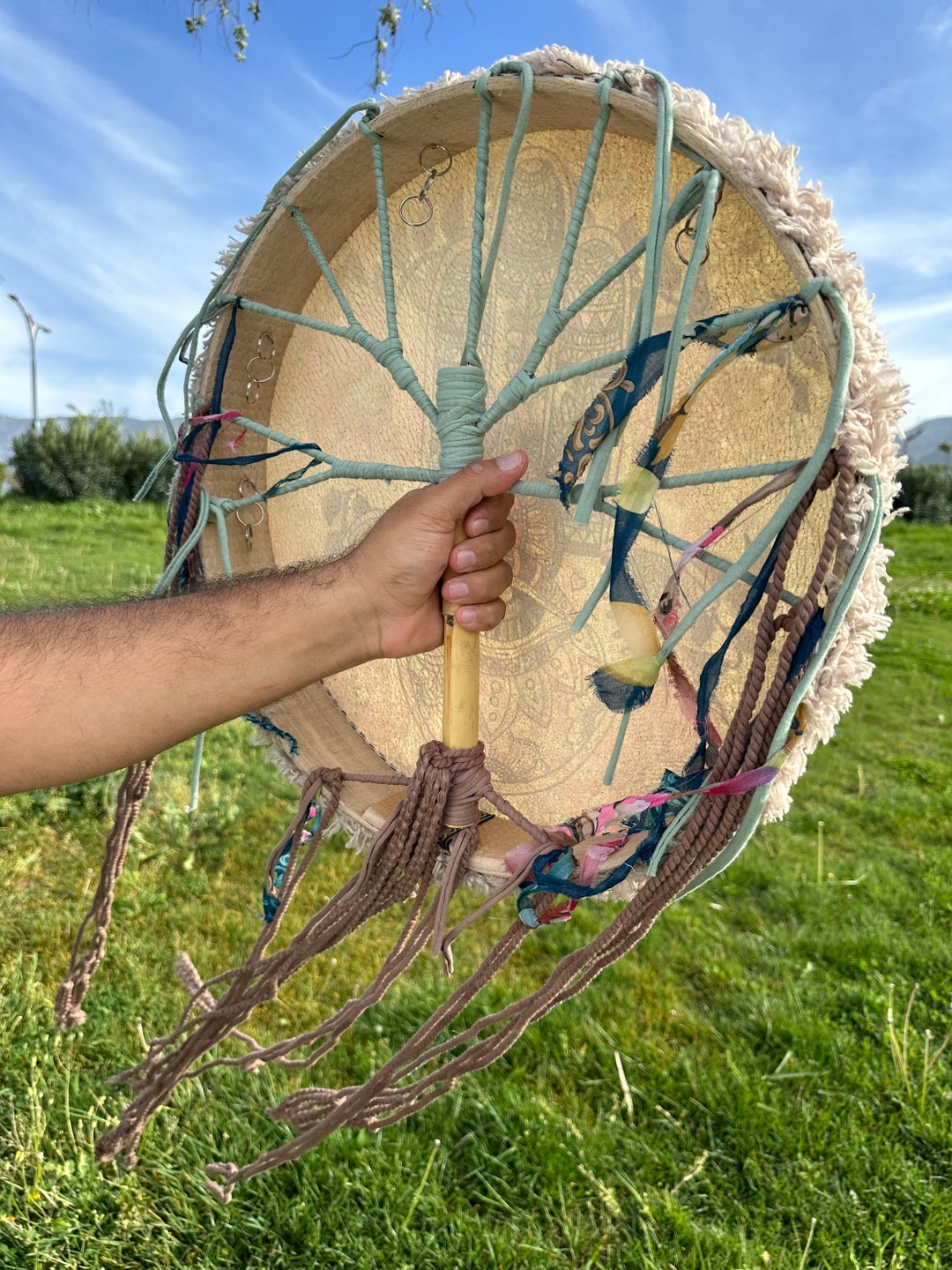 Handcrafted Shamanic Drum - Traditional 18" Frame Drum With Beater ...